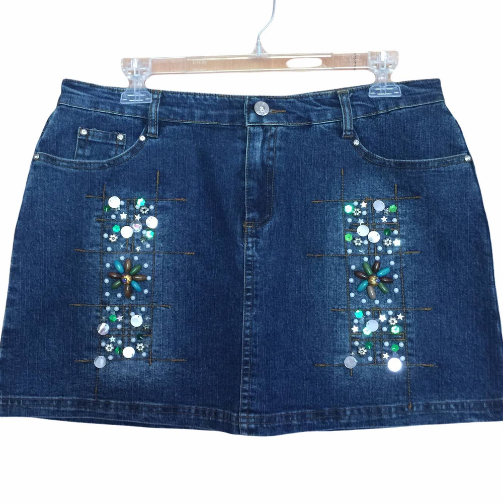 Design By Simple Usa Jeweled Embellished Blue Jean De… - Gem